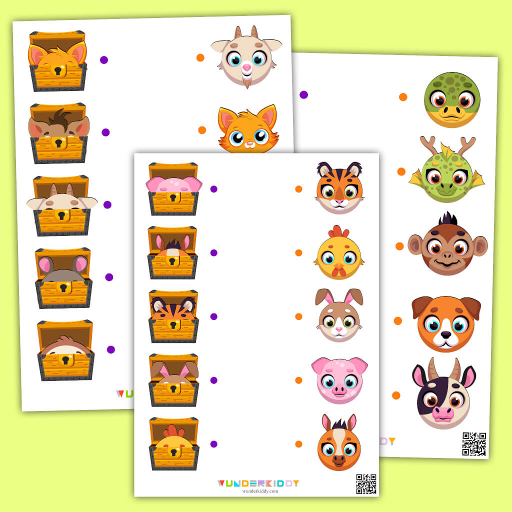 Printable Hidden Animals Matching Worksheet for Kindergarten