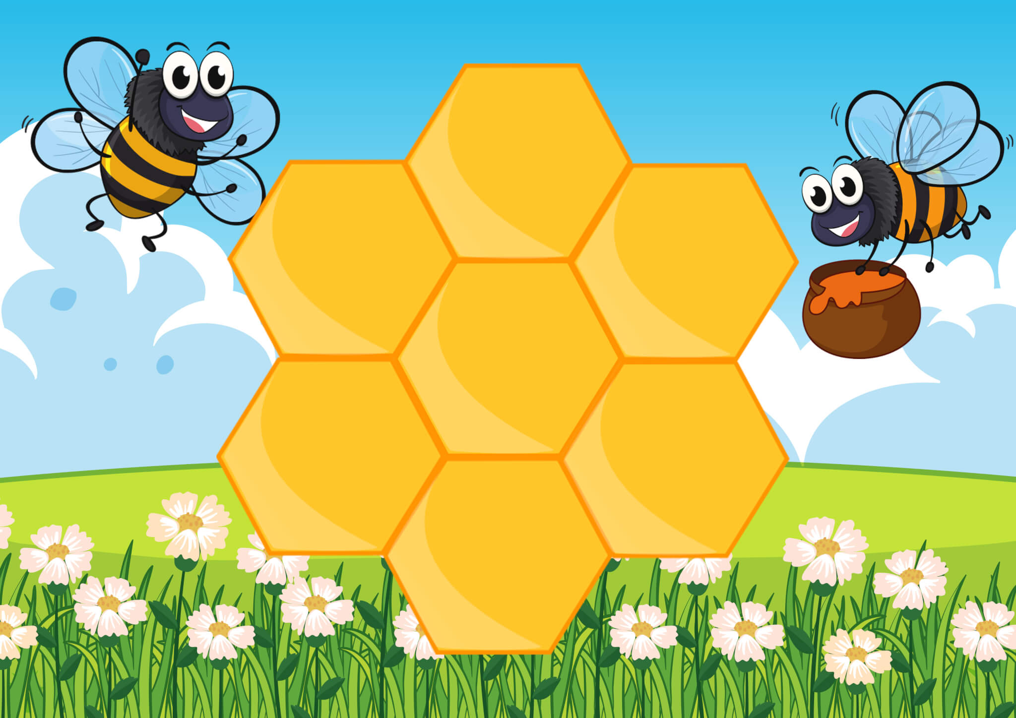Printable Honeycomb Color Matching Game For Toddlers