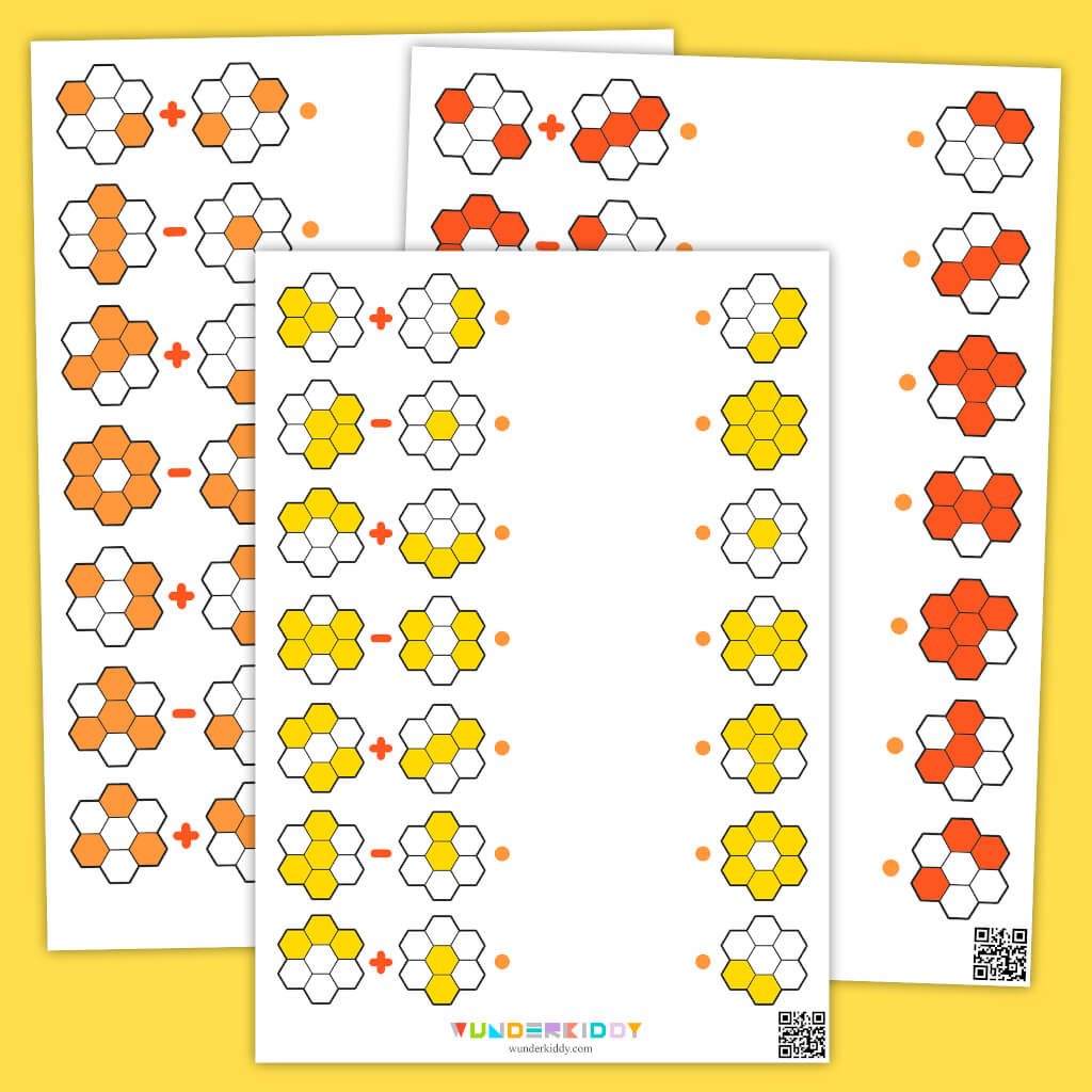 Printable Honeycomb Maths Puzzle Worksheet for Preschool