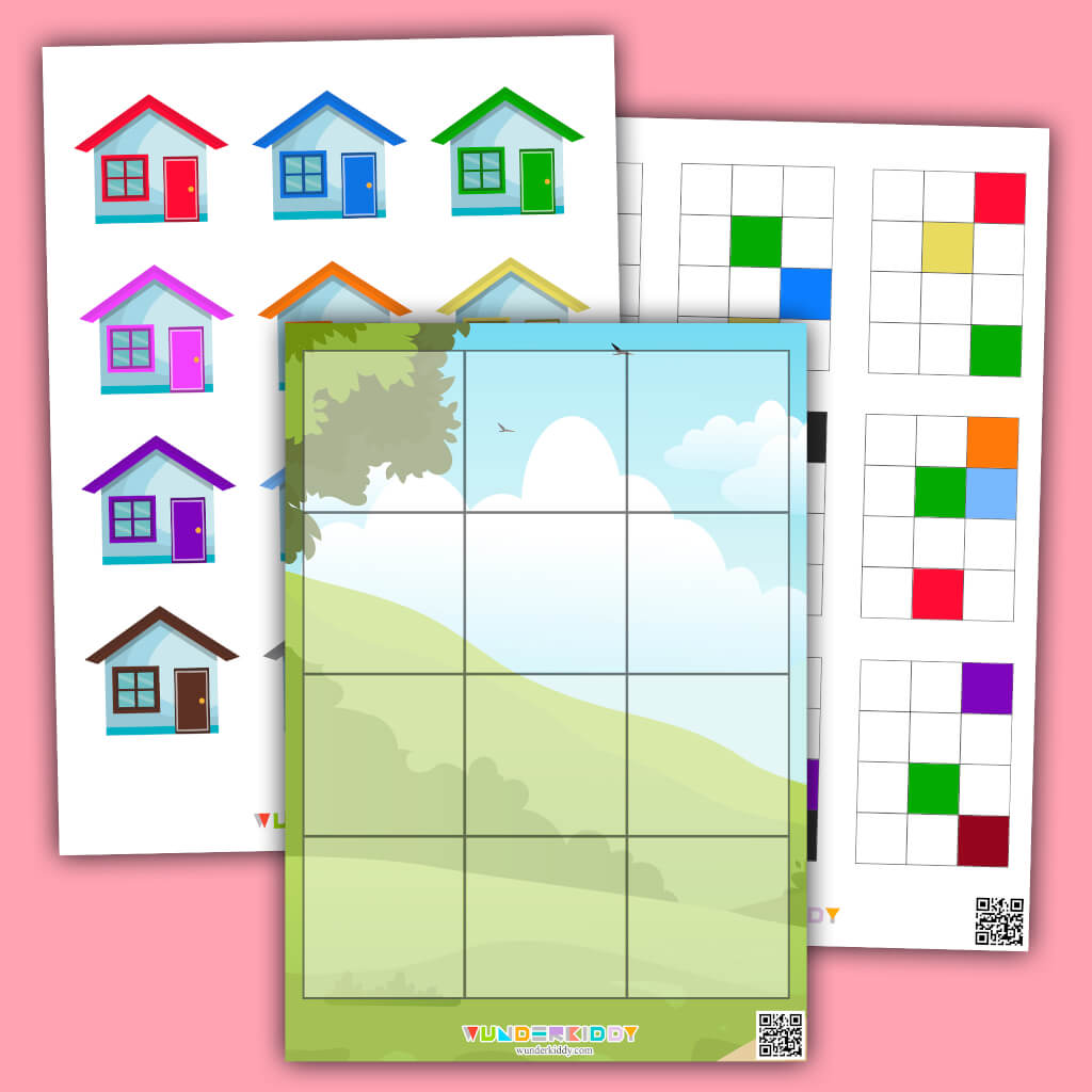Printable House Pattern Activity for Kindergarten
