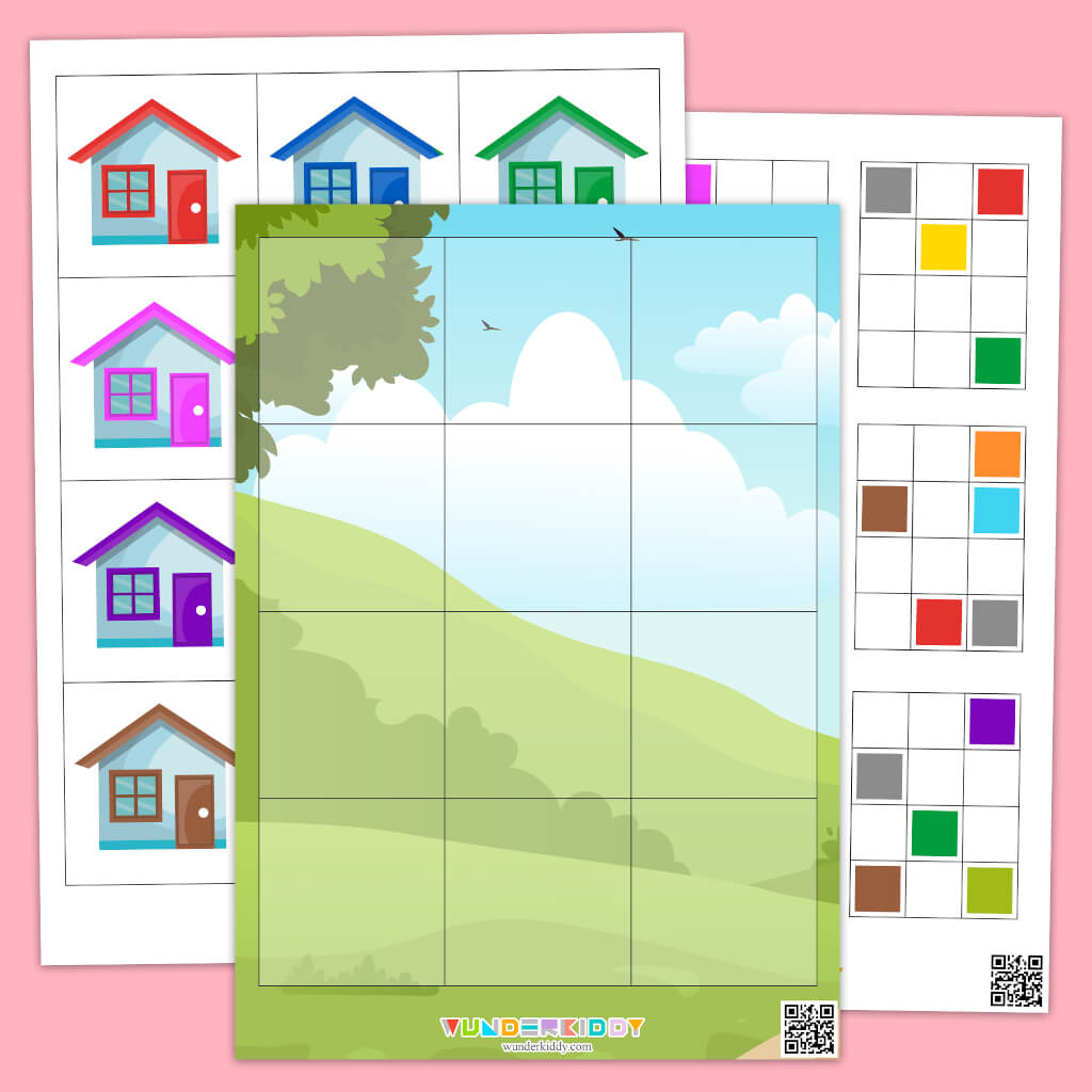 Printable House Pattern Activity for Kindergarten