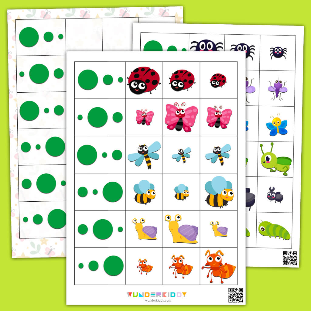 Printable Insects Size Sorting Activity for Early Childhood