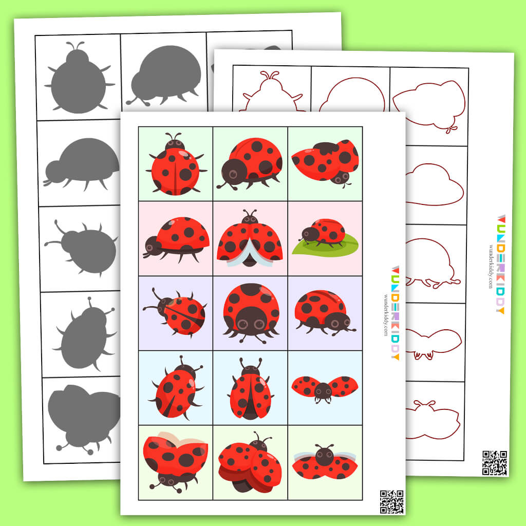 Printable Ladybug Shadow Matching Activities for Preschool