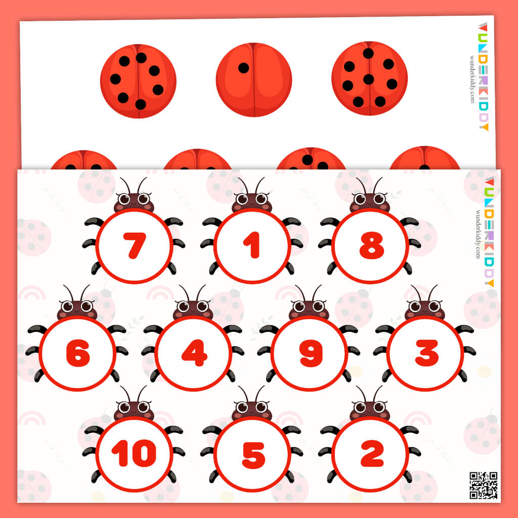Printable Ladybug Counting up to 10 File Folder Game