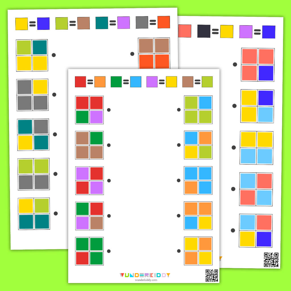 Printable Visual Logic Puzzle: Transform Colors by Example