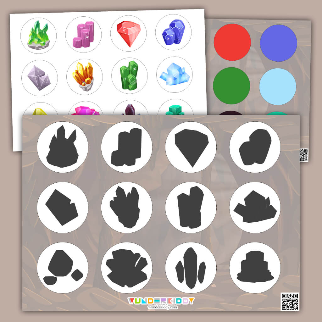 Printable Minerals and Crystals Color Matching Activity