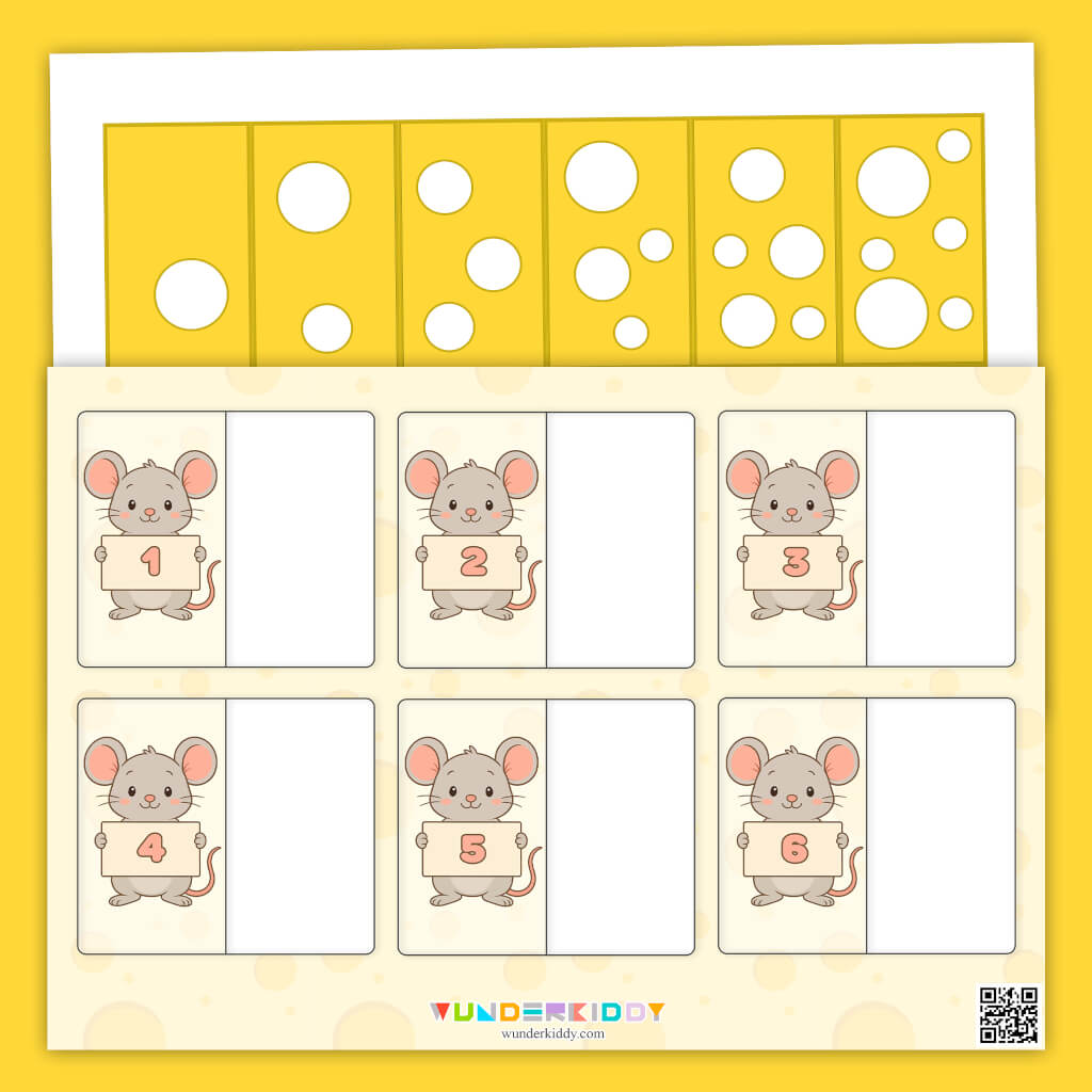 Printable Mouse Cheese Counting to 10 Math Worksheet for Kids