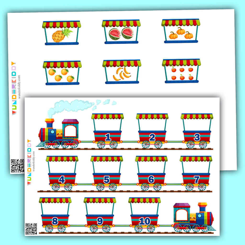Number Train 1-10 Printable Activity for kindergarten