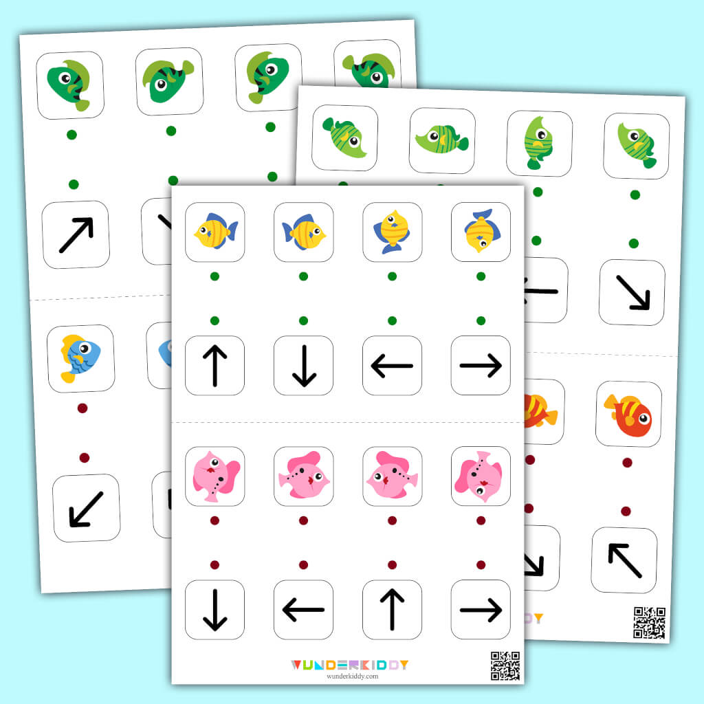 Printable Ocean Fish Spatial Activity for Kindergarten