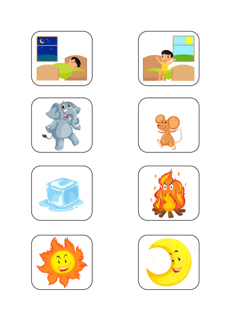 Flash cards «Find the opposite» - Download or print for free