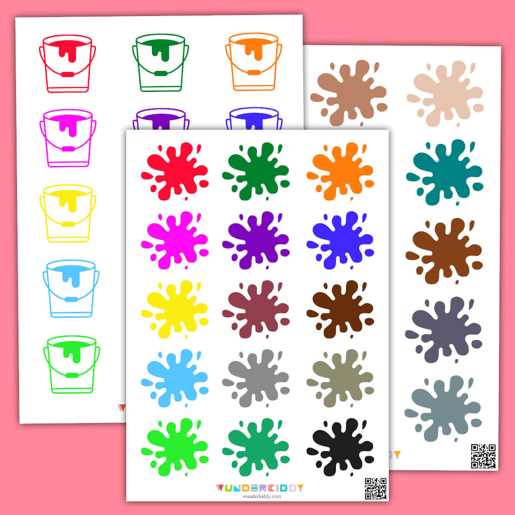 Printable Paint Splash Color Match Activity for Toddlers