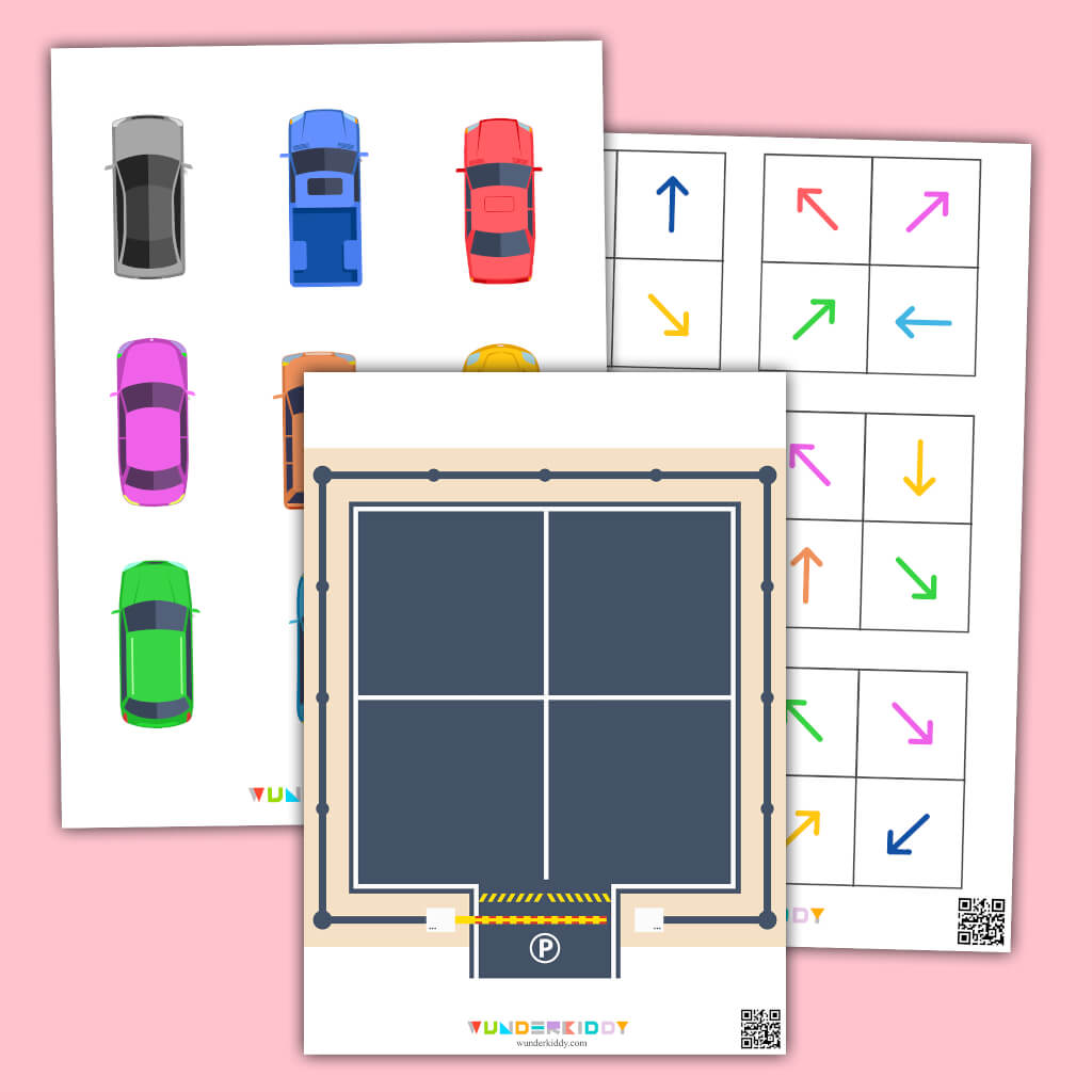 Printable Parking Direction Pattern Activity for Toddlers