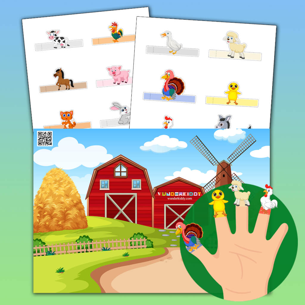 Printable Templates for Papercraft Domestic Animals Finger Puppets