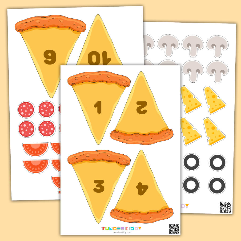 Printable Pizza Number Matching Preschool Counting Activity