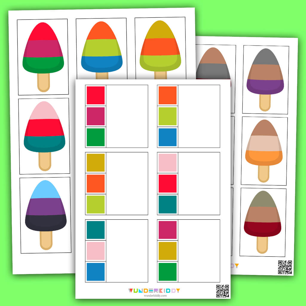 Printable Popsicle Color Matching Activity Resource for Preschool