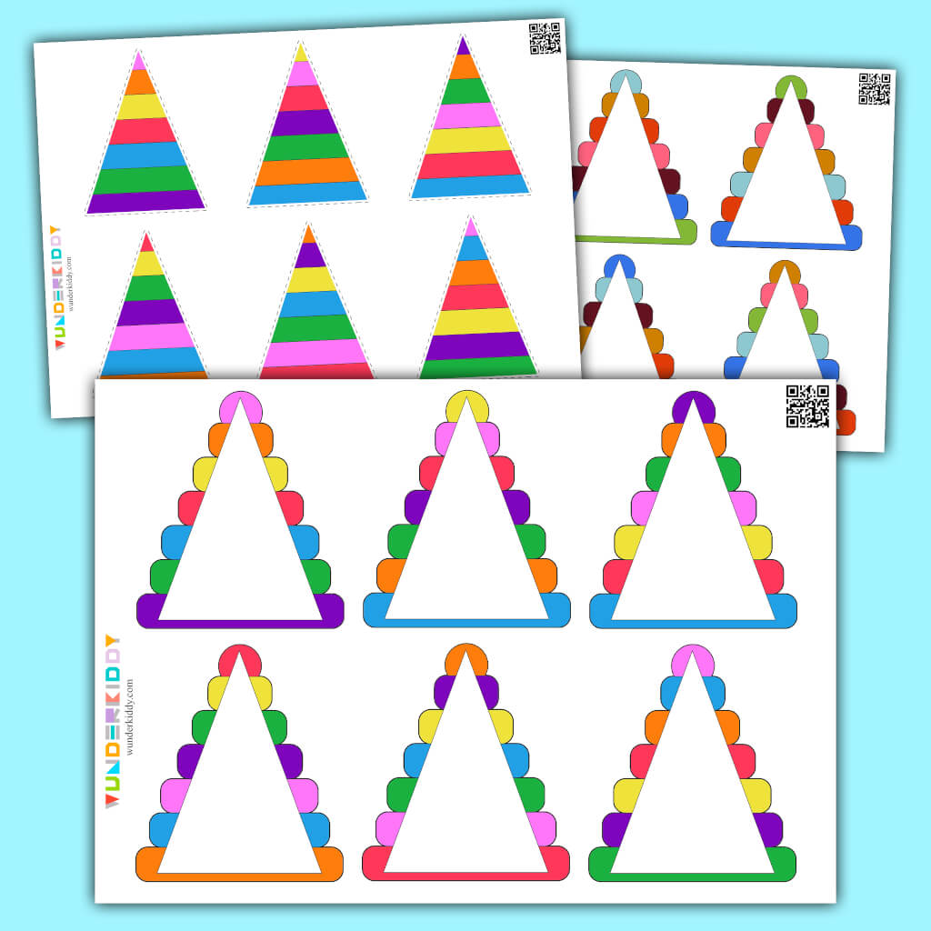 Printable Pyramid Toy Cut and Paste Preschool Worksheets