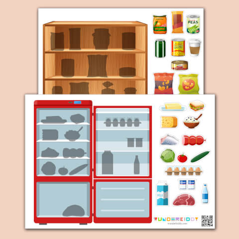 Activity sheet «Refrigerator or shelf» - Download or print for free