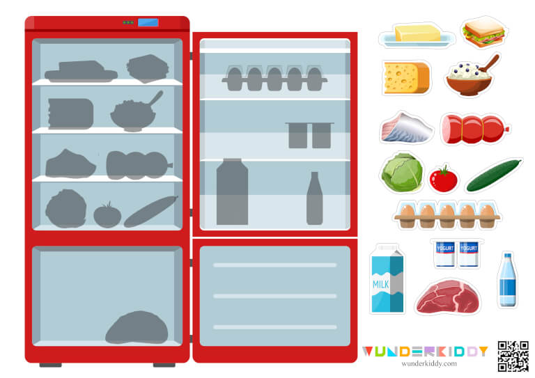Activity sheet «Refrigerator or shelf» - Download or print for free
