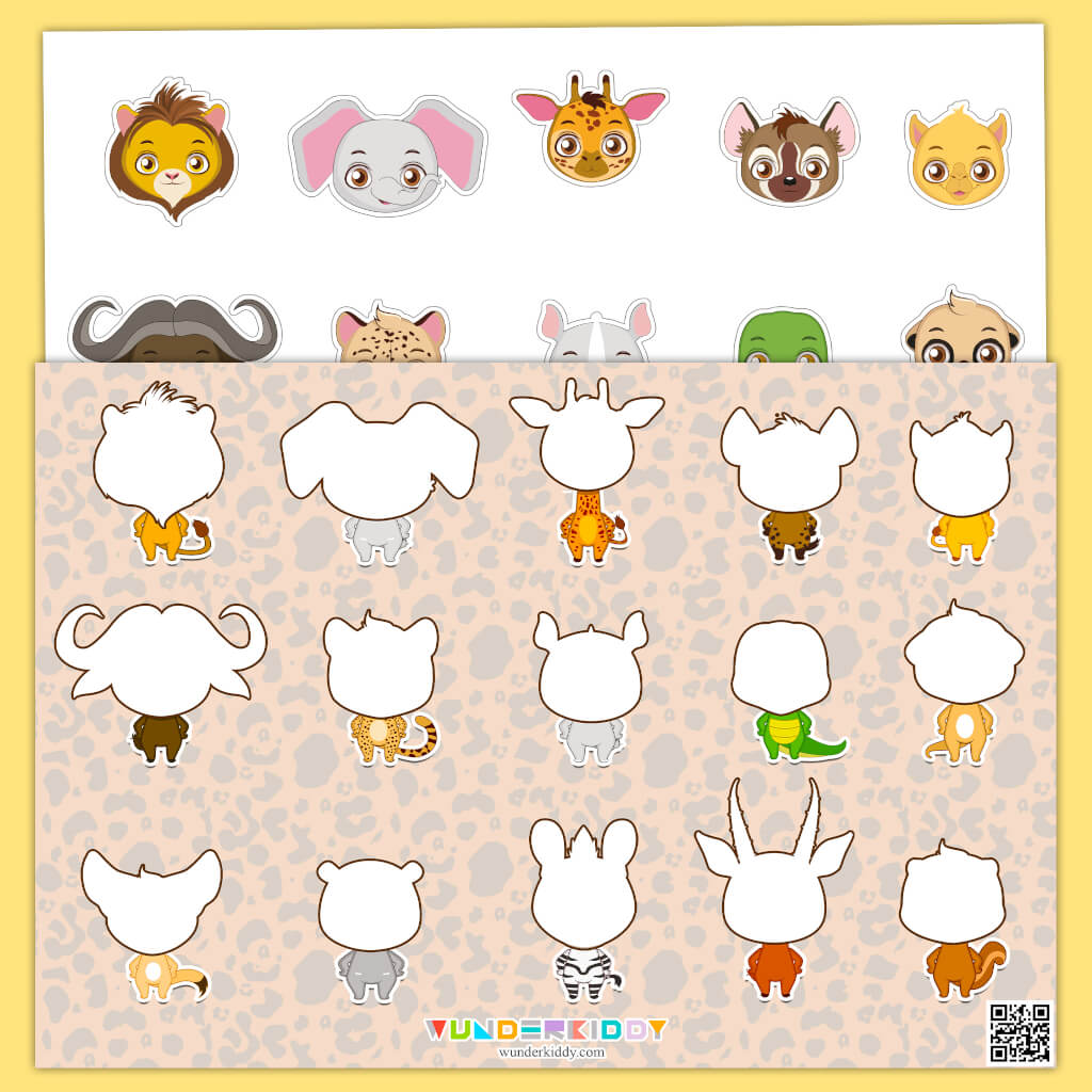 Printable Safari Animals Matching Activity for Toddlers