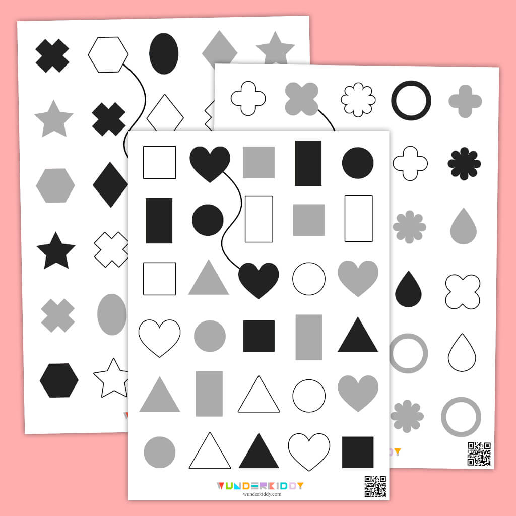 Printable Identical Shapes Matching Worksheets for Toddlers