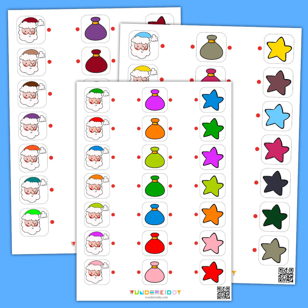 Printable Santa Color Matching Worksheet for Kindergarten