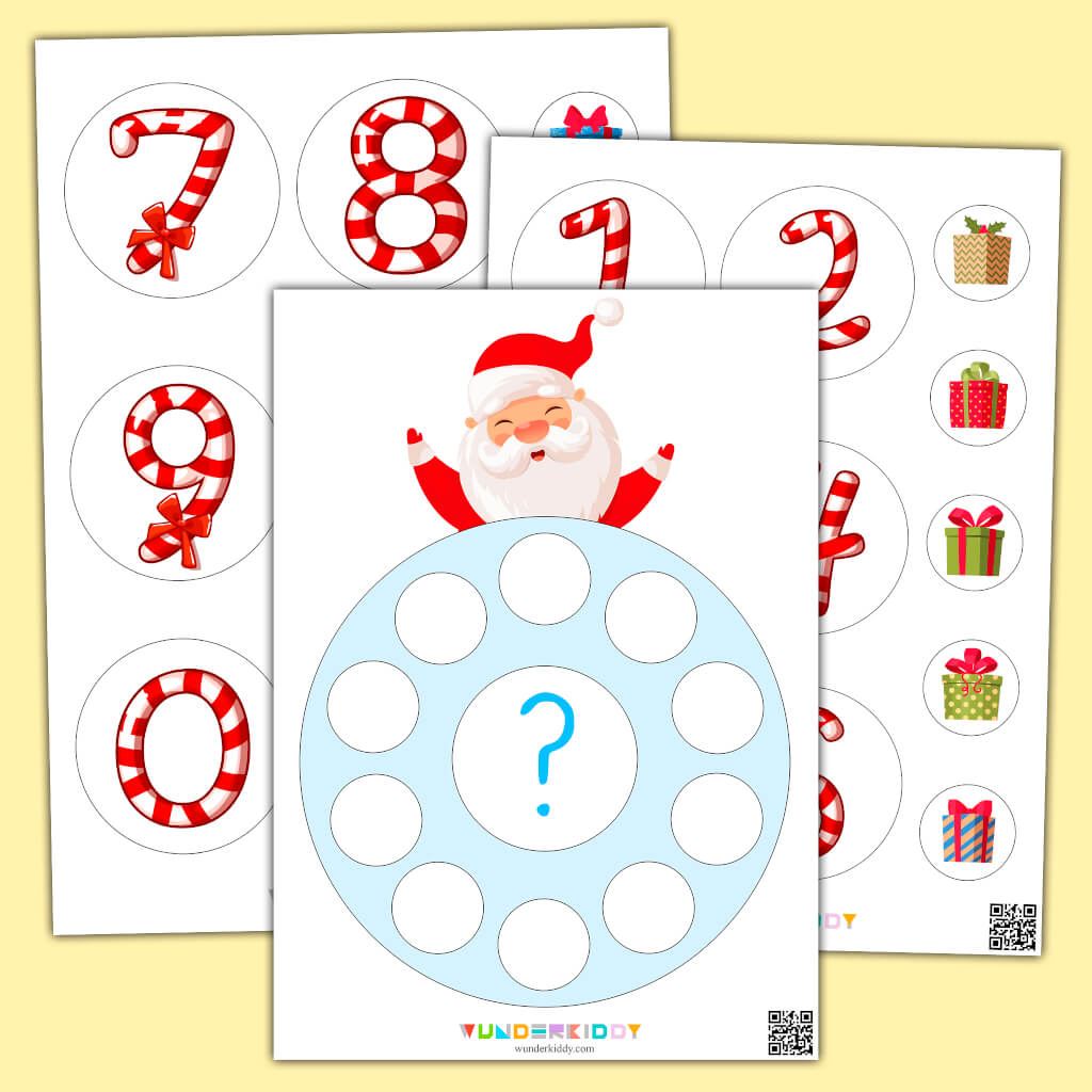 Printable Santa Gifts Count up to 10 Math Activity for Preschool