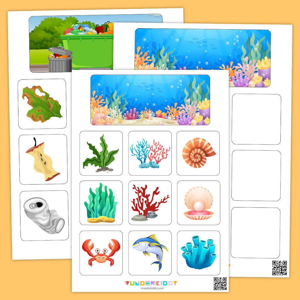 Printable Save the Ocean Sorting Earth Day Activity for Kids