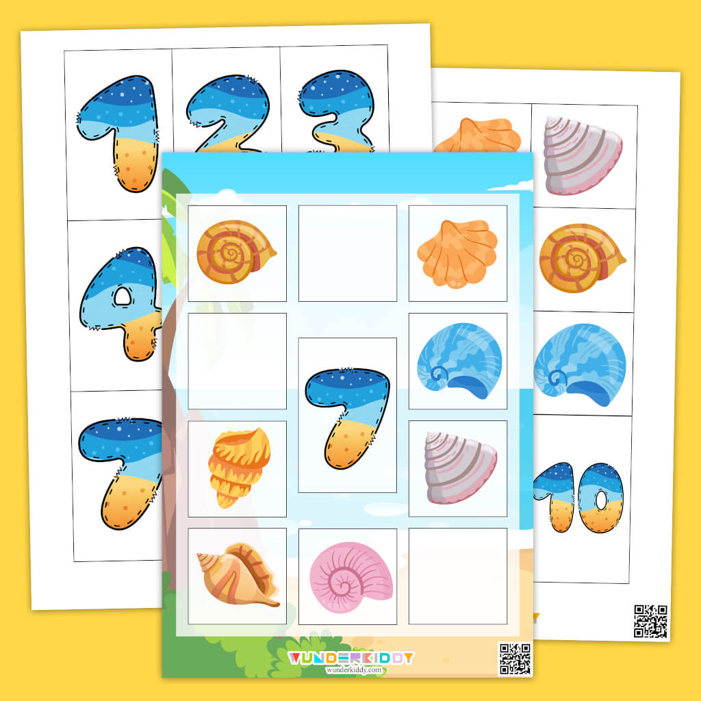 Early Math Skills: Counting Shells Preschool Worksheet