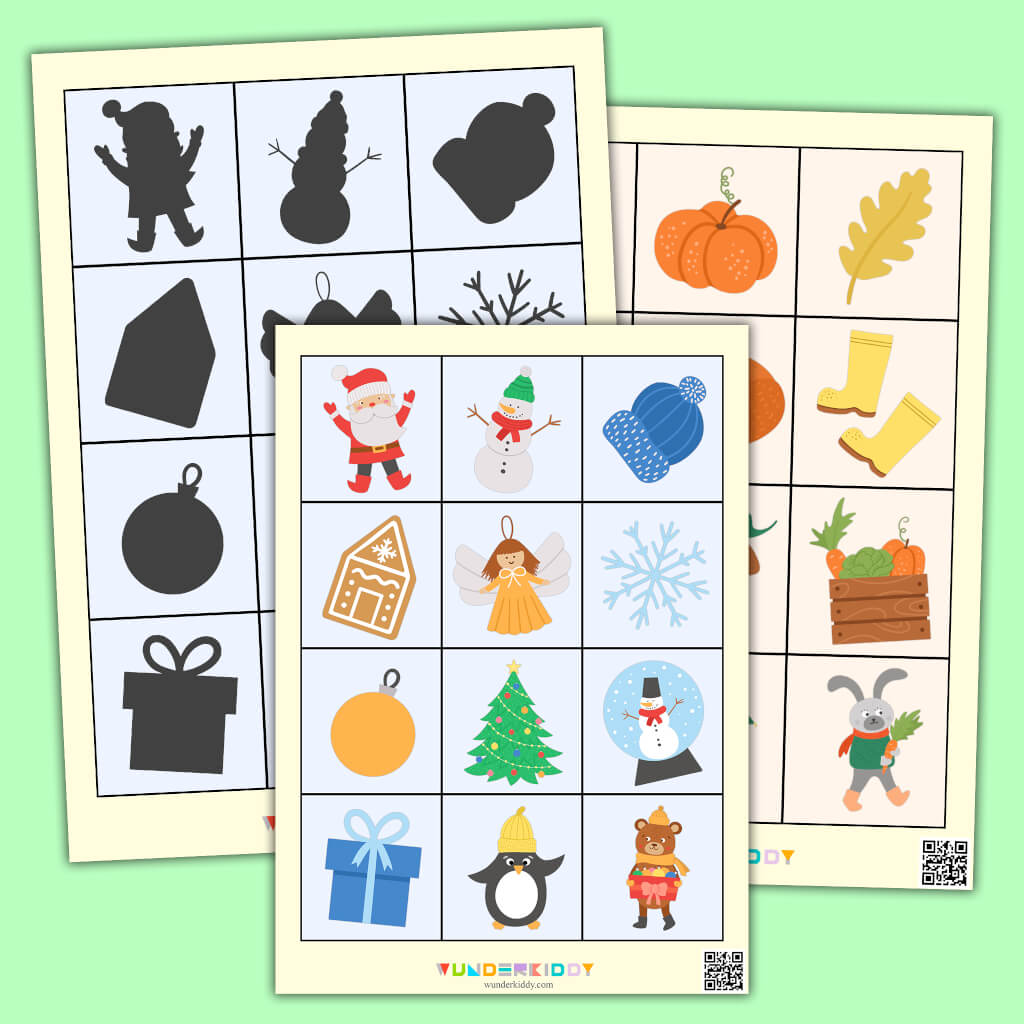 Printable Shadow Matching Seasons Worksheet for Toddler