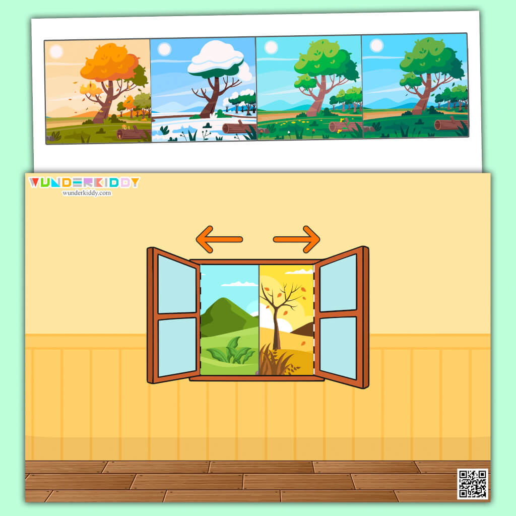 Printable Four Seasons Window Craft Template for Kids