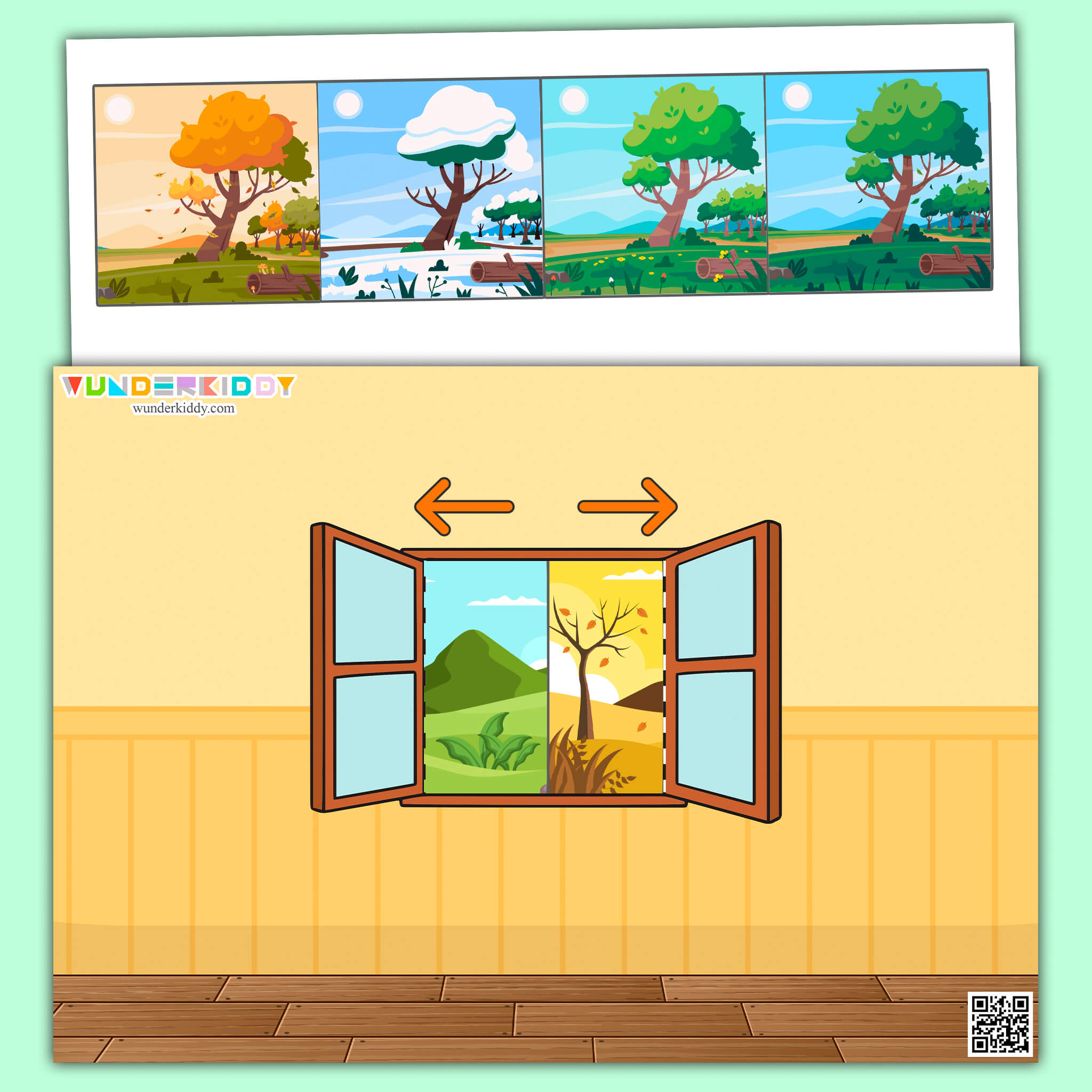 Printable Four Seasons Window Craft Template For Kids