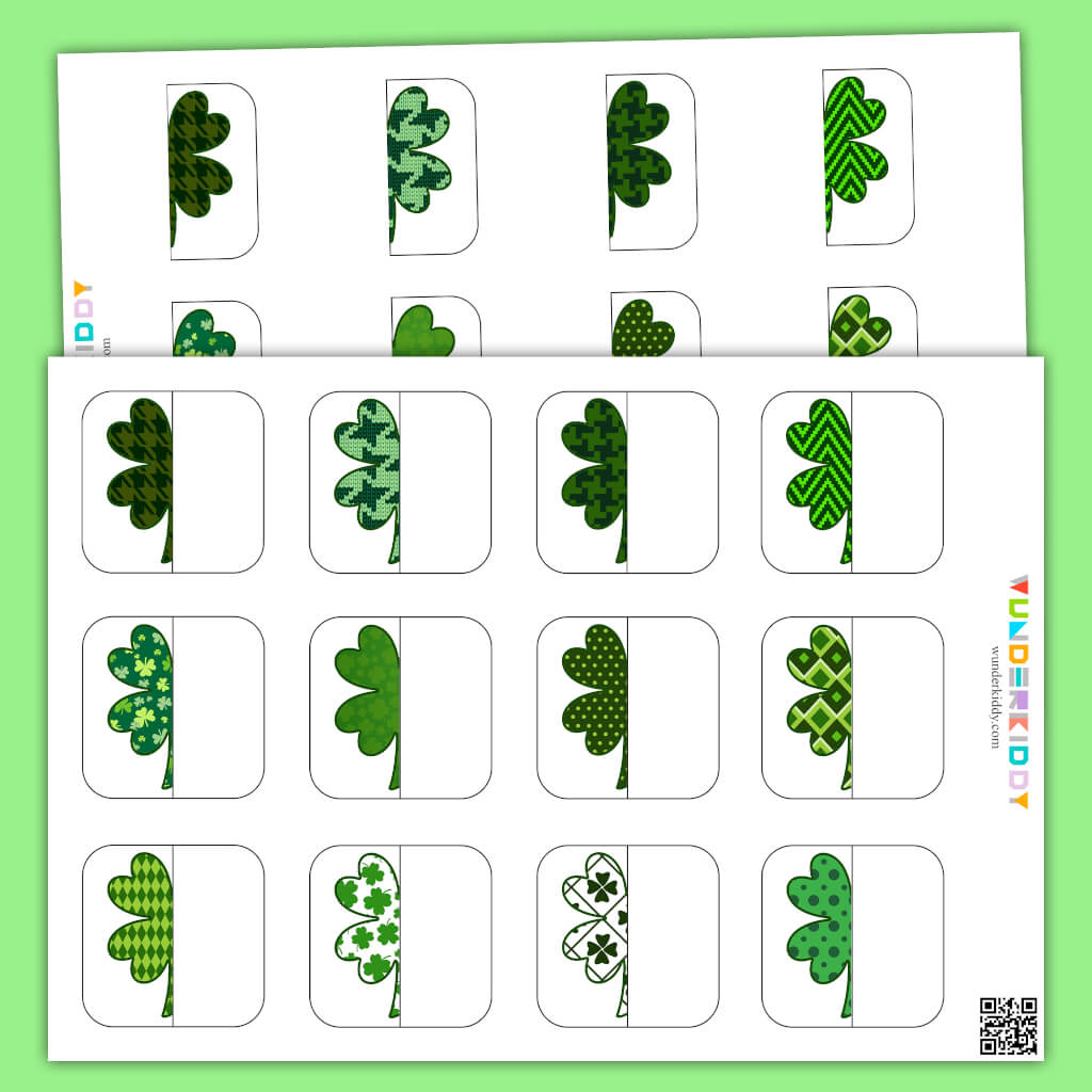 Printable Shamrocks Pattern Matching Game for Preschool