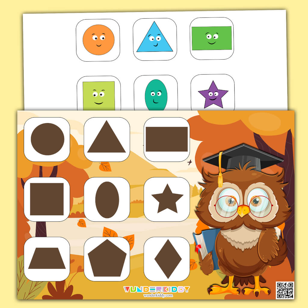 Printable Shape Matching Game for Kindergarten