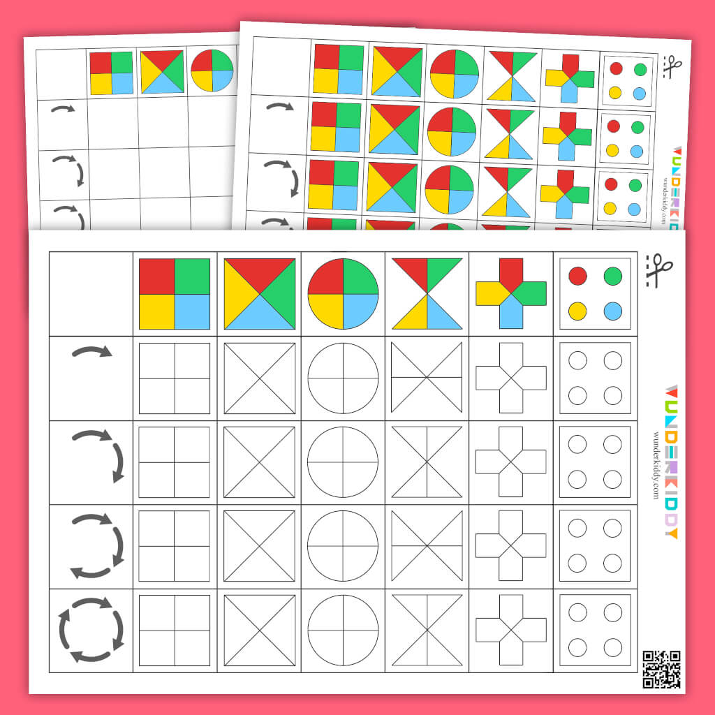 Printable Rotate the Shapes Worksheet for Preschoolers