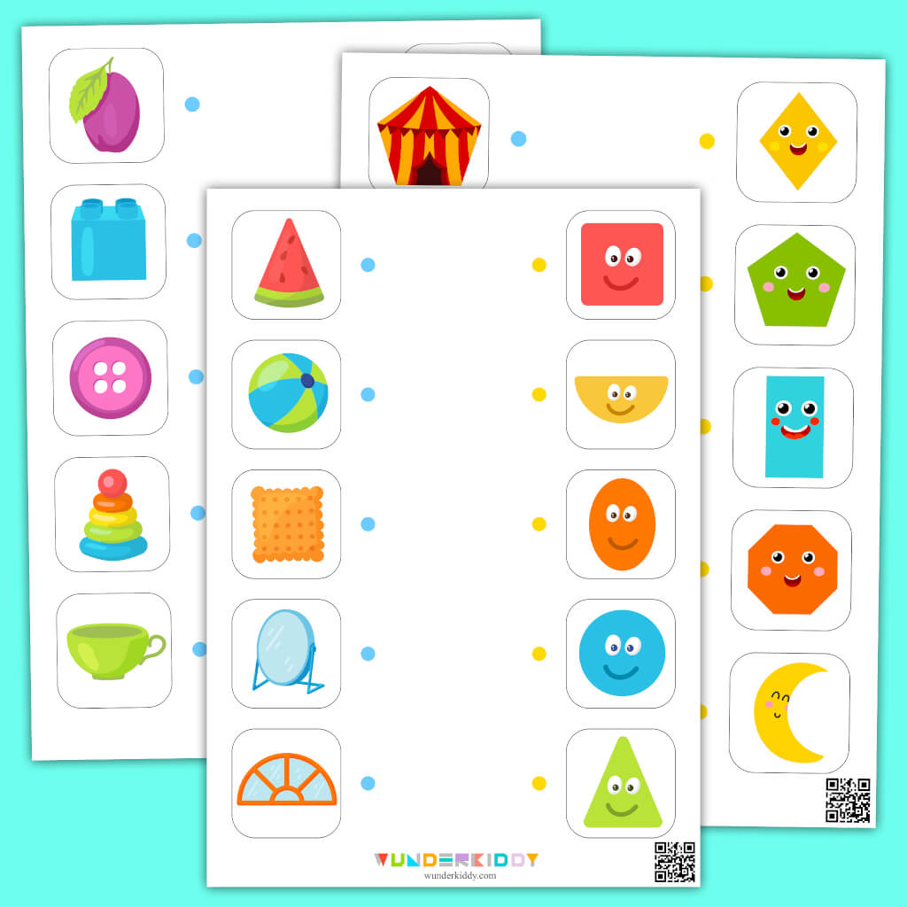 Free Printable Shapes Matching Worksheets for Kindergarten