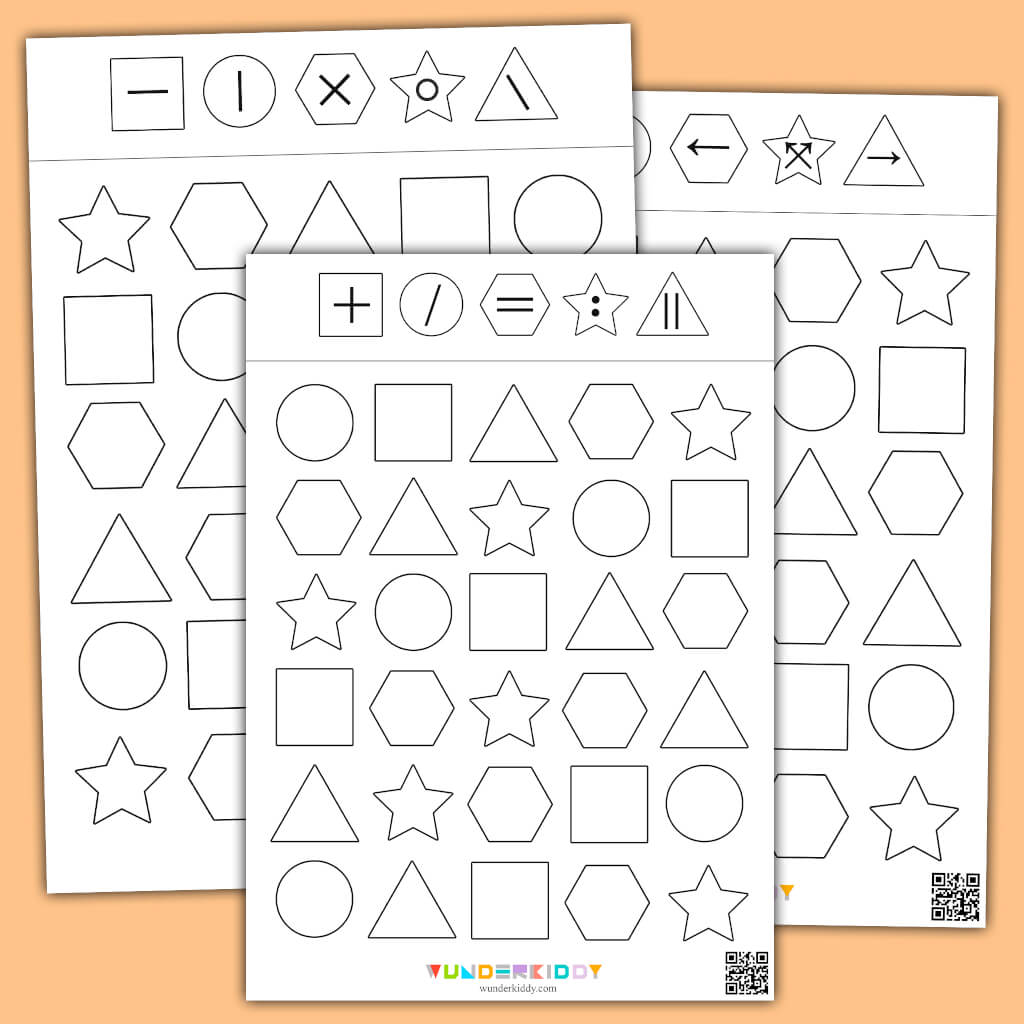 Printable Shapes Follow the Pattern Pre-Writing Worksheets PDF