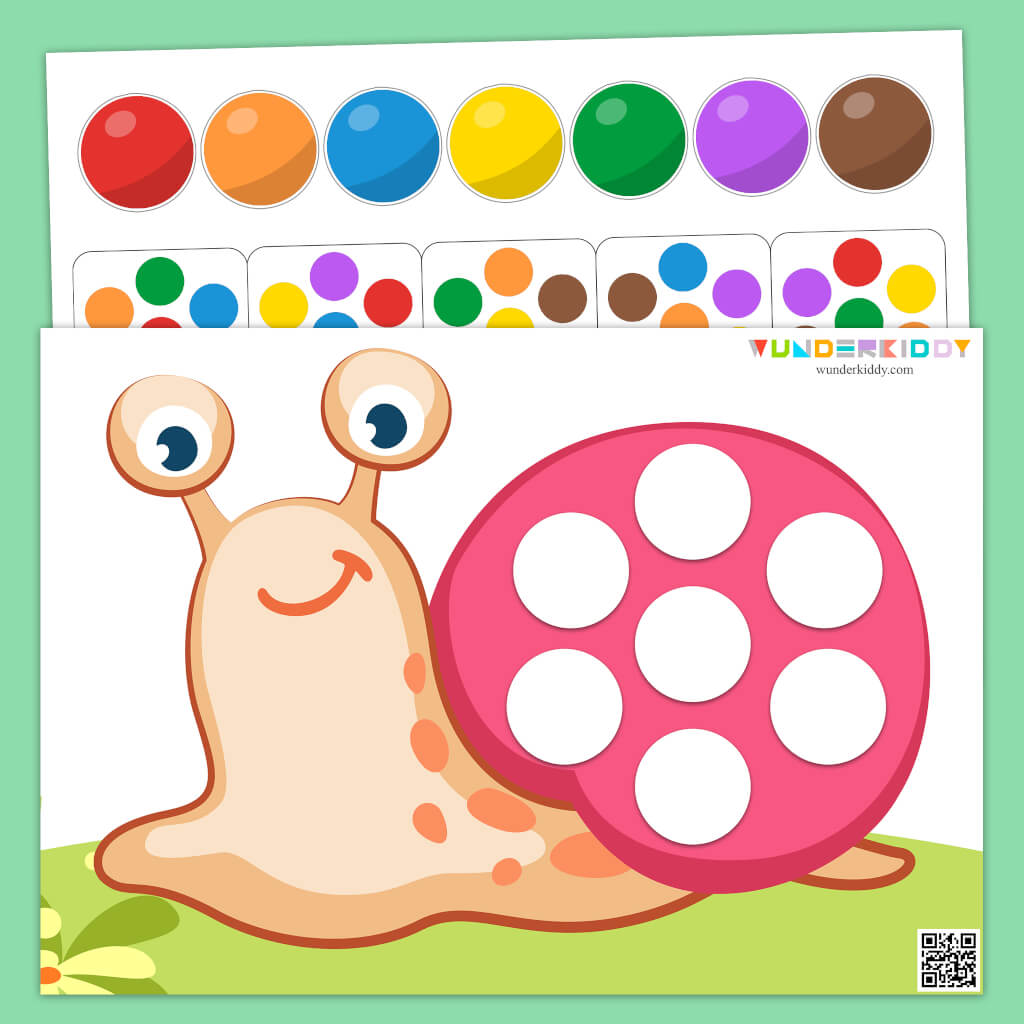 Printable Snail Shell Color Pattern Activity for Toddlers