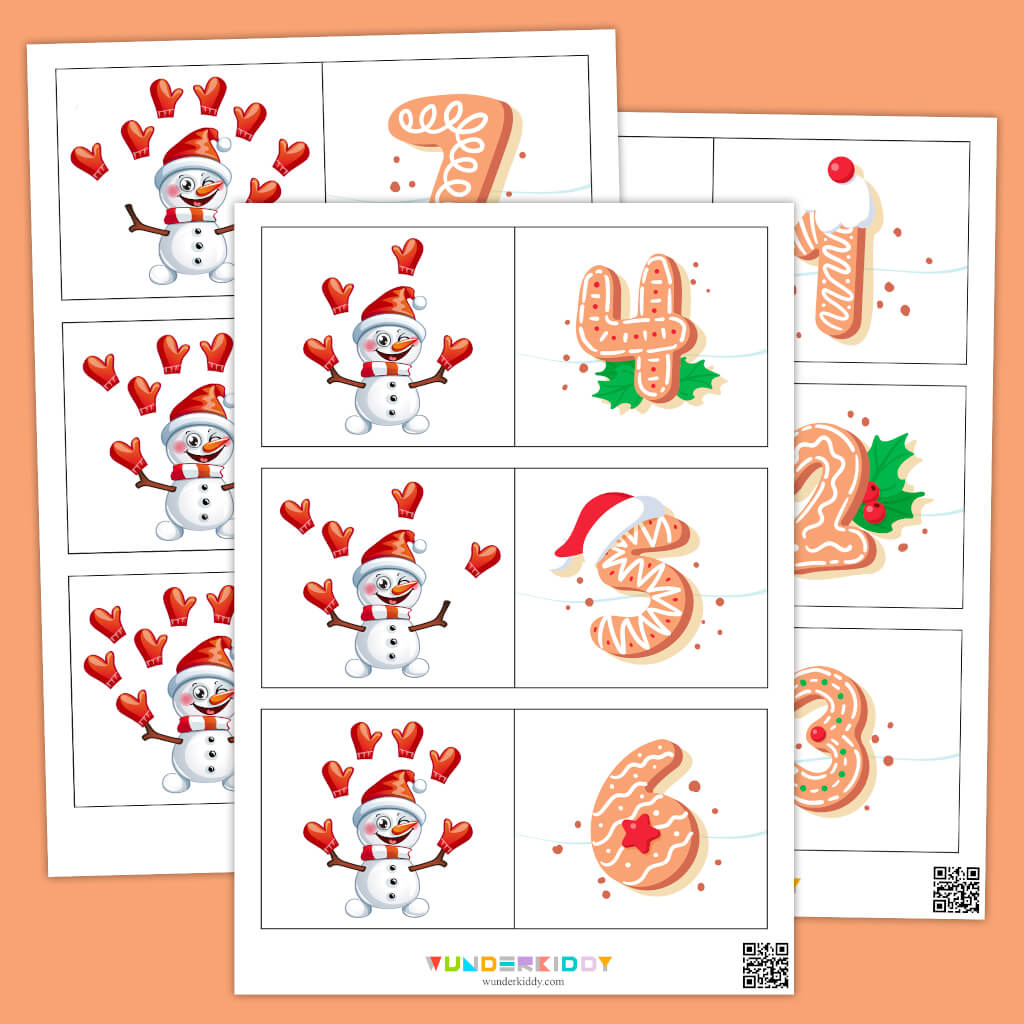 Printable Counting Mittens Matching Cards for Numbers 1-10