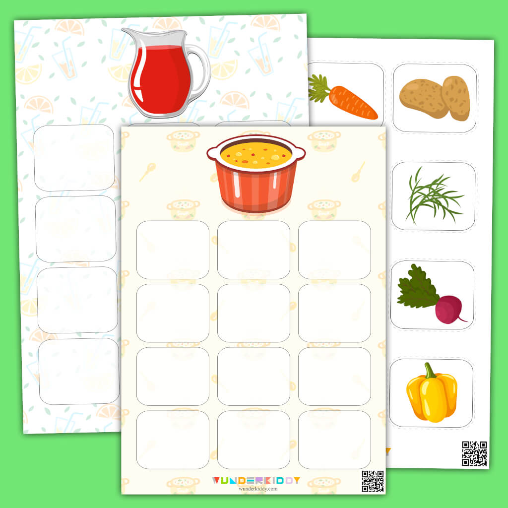 Printable Soup or Juice Sorting Velcro Activity for Kids