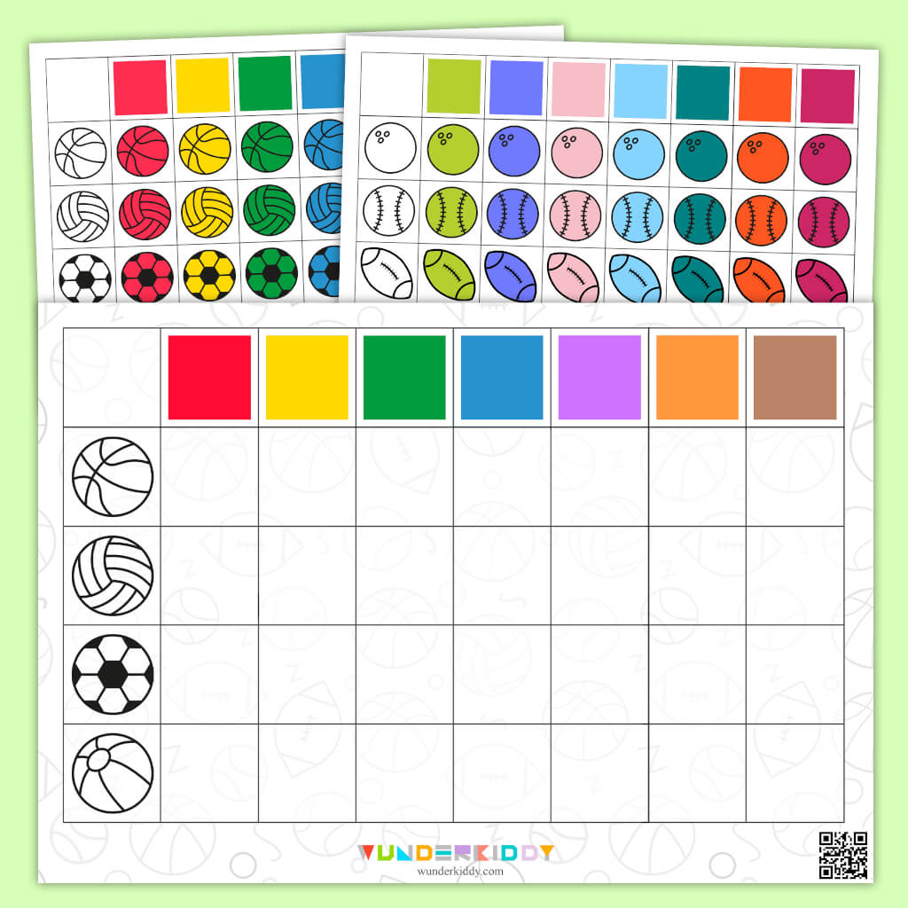 Printable Sports Ball Color Sorting Activity for Preschool