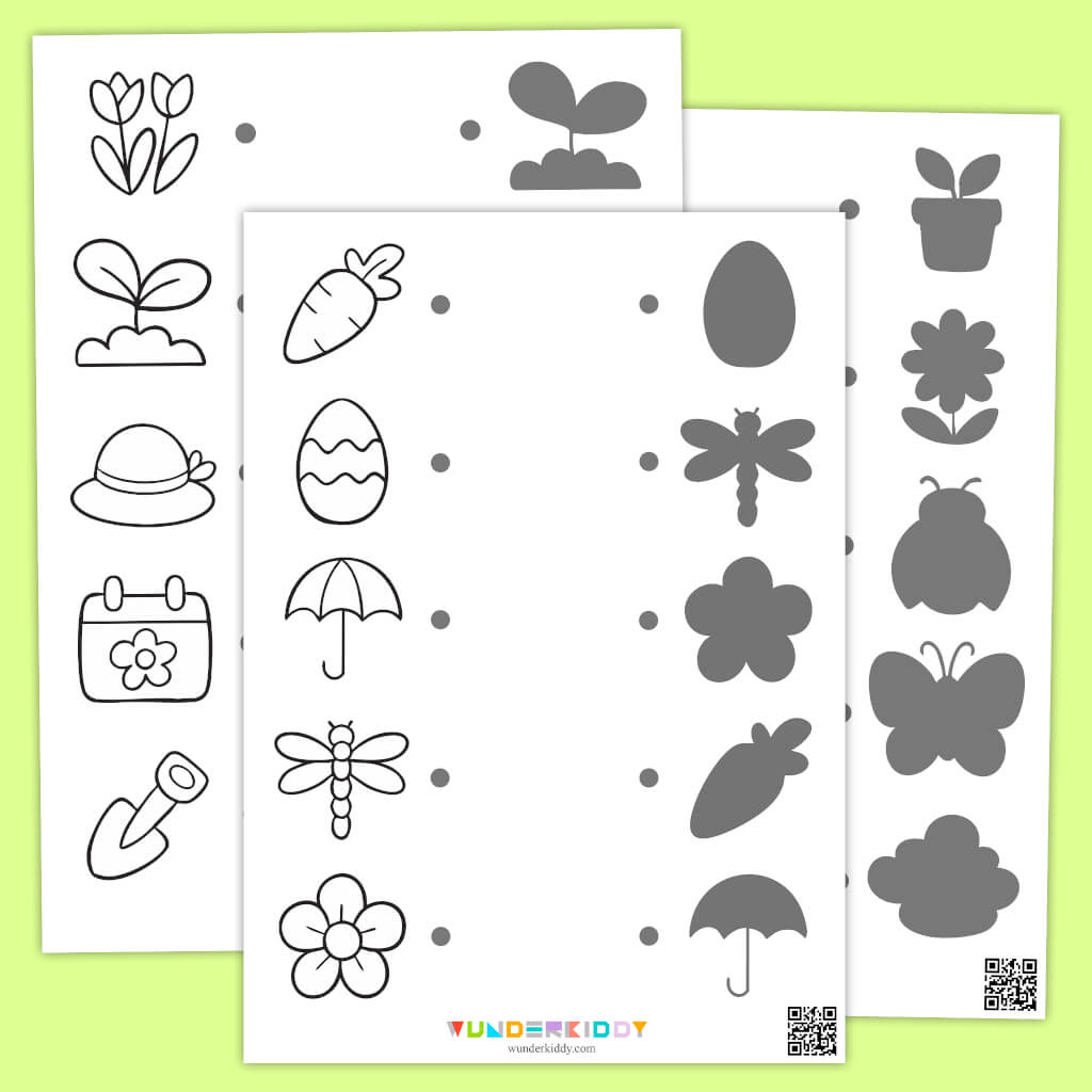 Printable Spring Theme Visual Perception Worksheets PDF