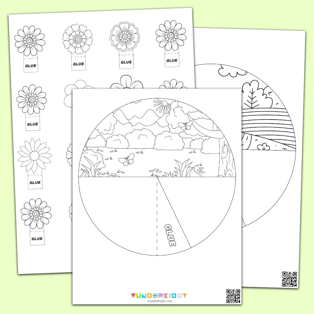 Printable Spring Card 3D Paper Craft Template for Kids