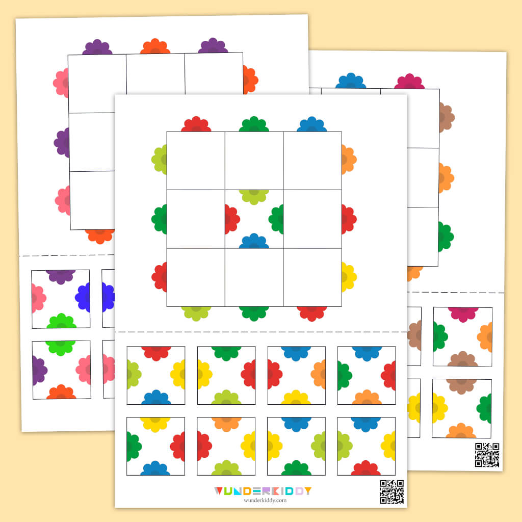 Printable Spring Flower Pattern Match Activity for Kids