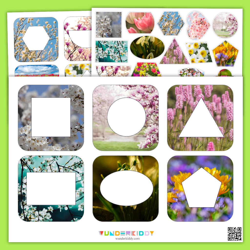 Printable Spring Photo 2D Shape File Folder Preschool Game