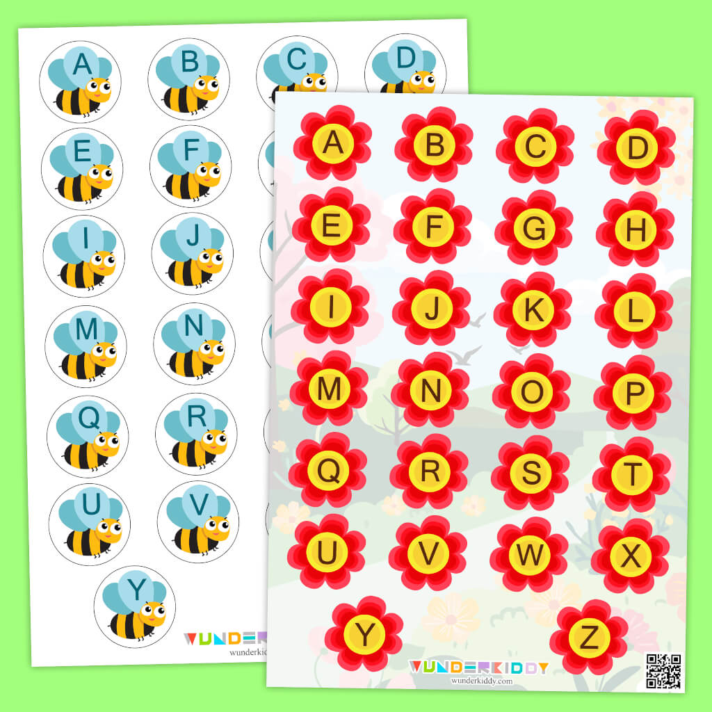 Printable Springtime Alphabet Letter Matching Puzzle Activity