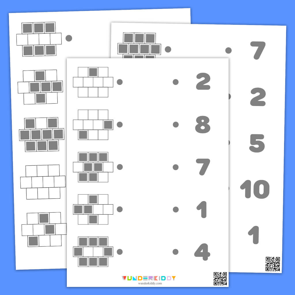 Printable Counting Worksheet for Kids: Count Squares up to 10