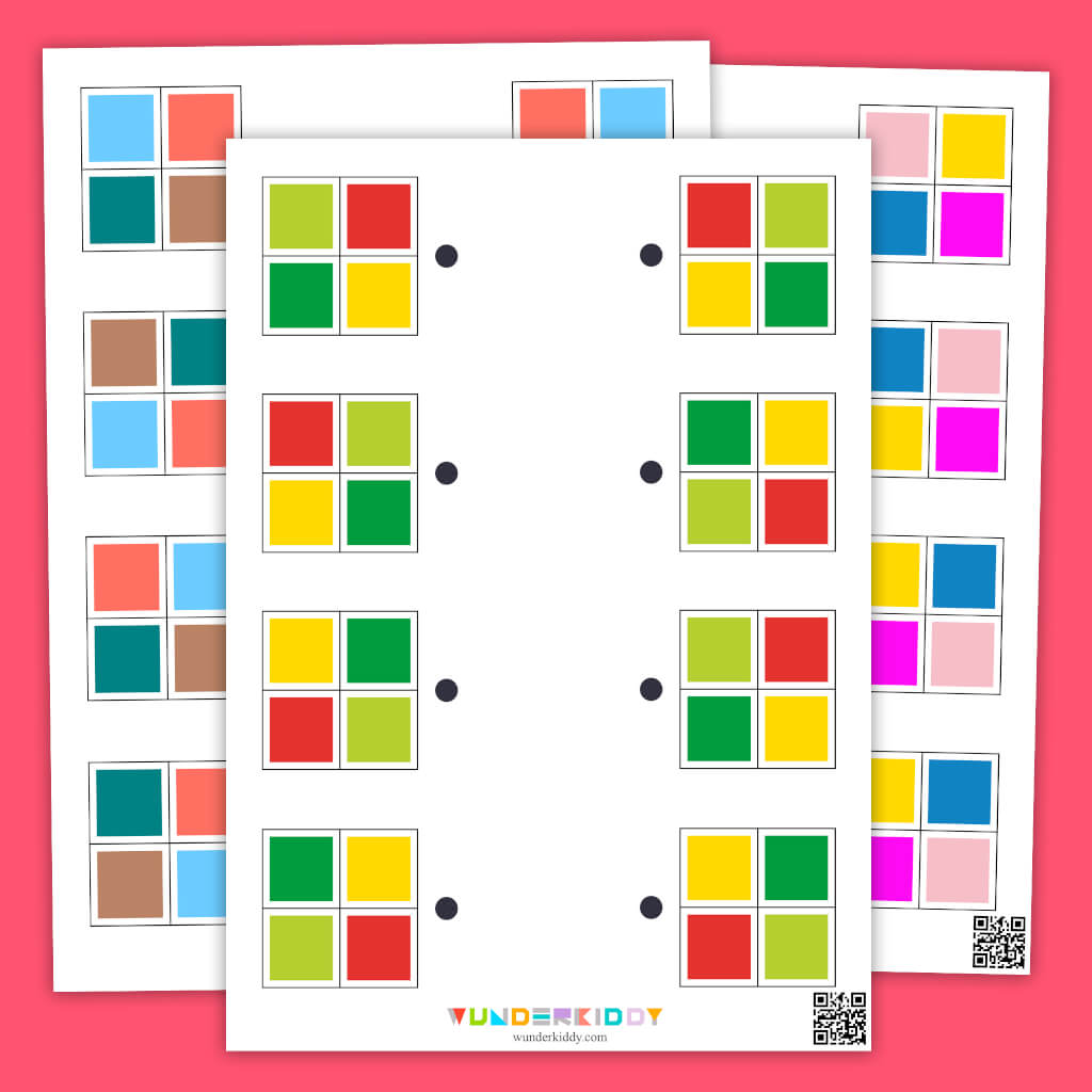 Find The Same: Preschool Color Grid Matching Printable