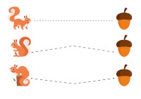 Worksheets «Squirrel and acorn» - Download or print for free