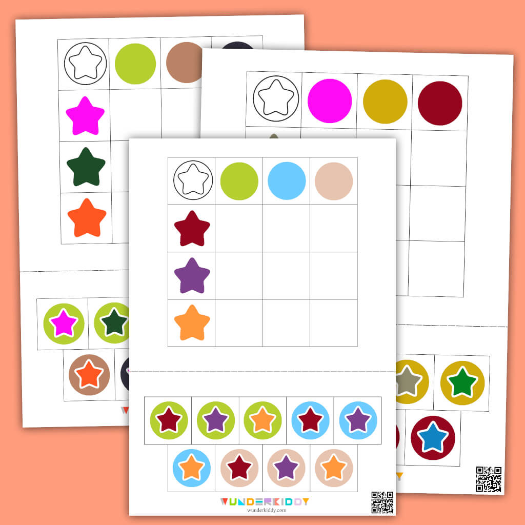 Printable Stars Color Matching Logic Table Preschool Worksheet