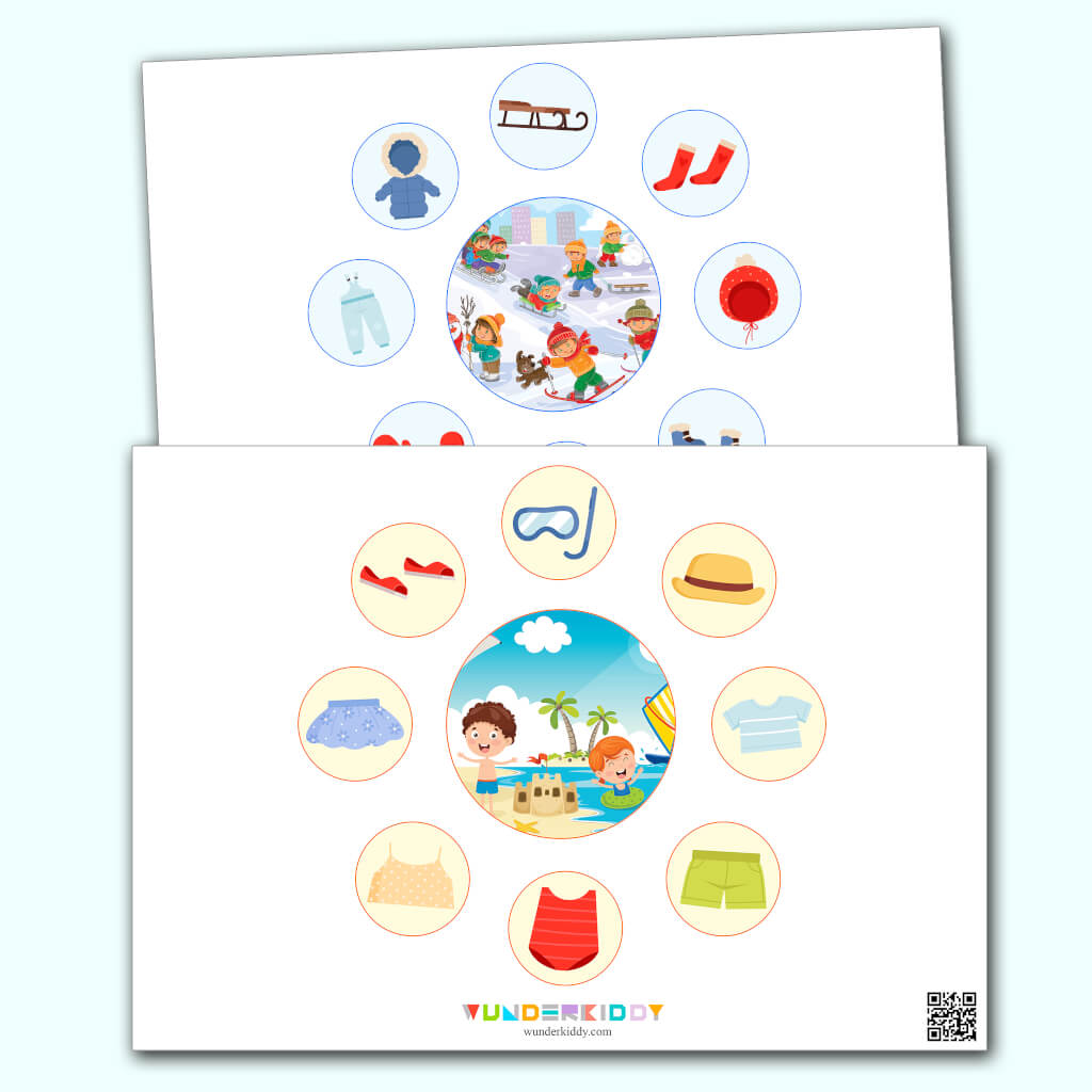 Clothes Sorting Activity for Kids Summer or Winter Clothes?